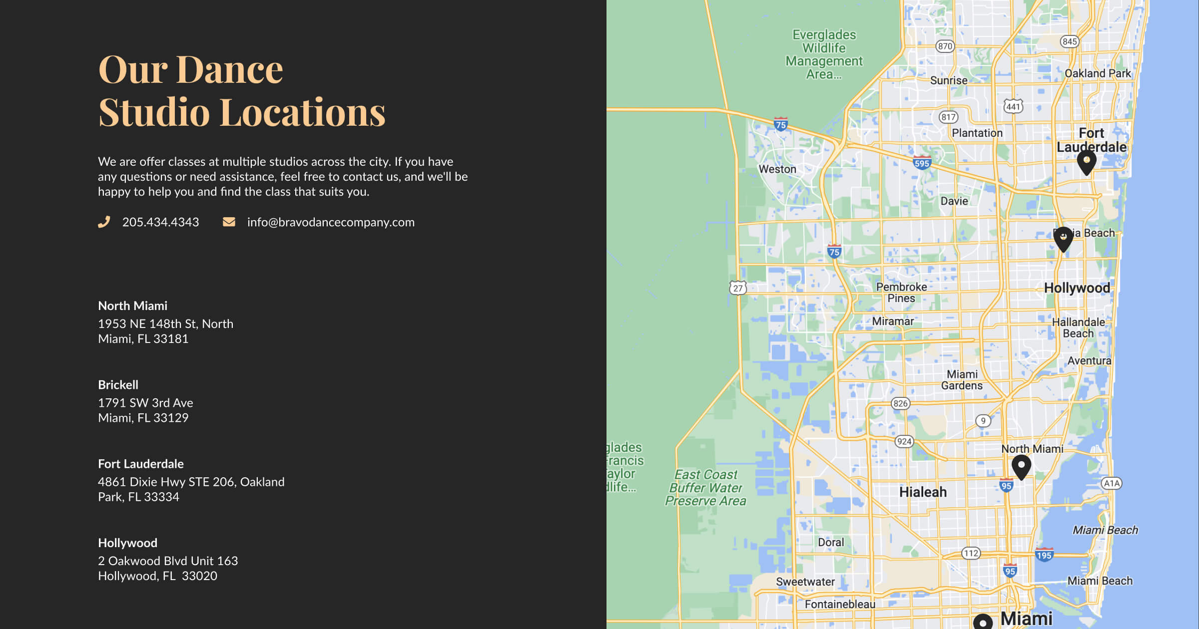 Bravo Dance Company - Locations